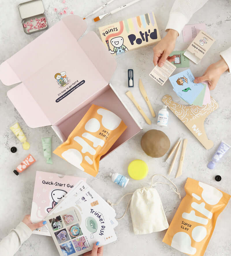 Pott'd Air Dry Clay Home Pottery Kit - Date Night Special Edition ...